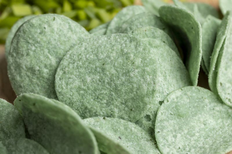 Thin and Delicious Green Potato Chips Stock Image - Image of meal ...