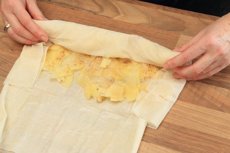Thin Dough is Rolled To a Strudel Stock Photo - Image of nutritious ...