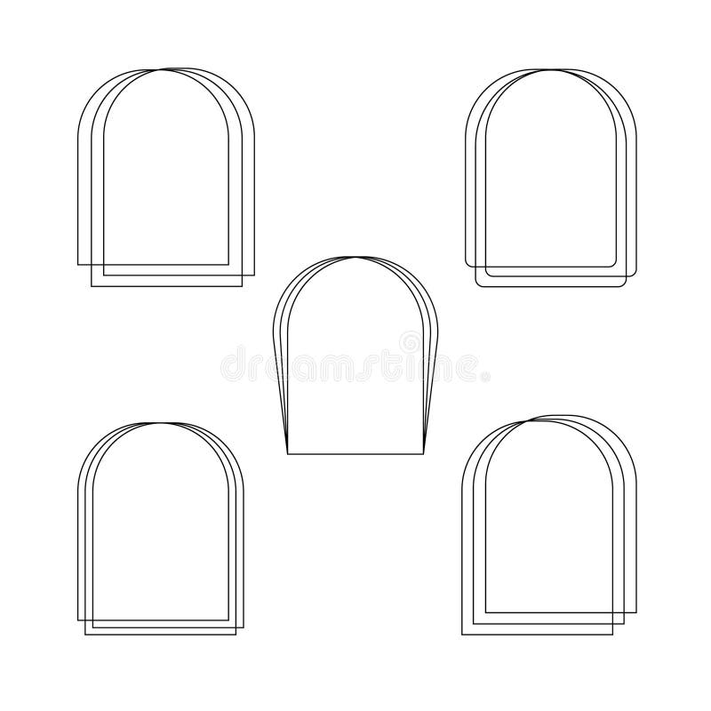 Thin Elegant Minimalist Frames in Form of Arch Set, Simple Hand Drawn ...