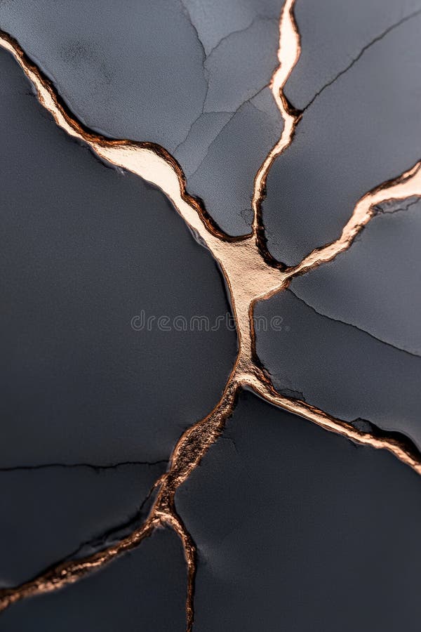 Thin, Glowing Metallic Veins Weave through a Soft, Matte Black ...