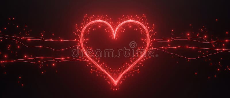 A Thin Glowing Red Thread Weaving through the Frame, Forming a Heart at ...