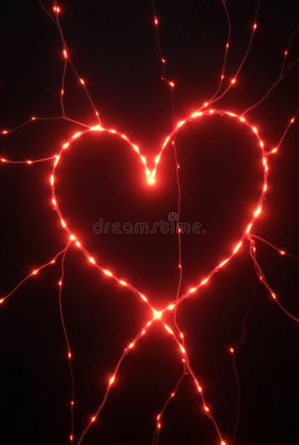 A Thin Glowing Red Thread Weaving through the Frame, Forming a Heart at Its Center Stock Image ...