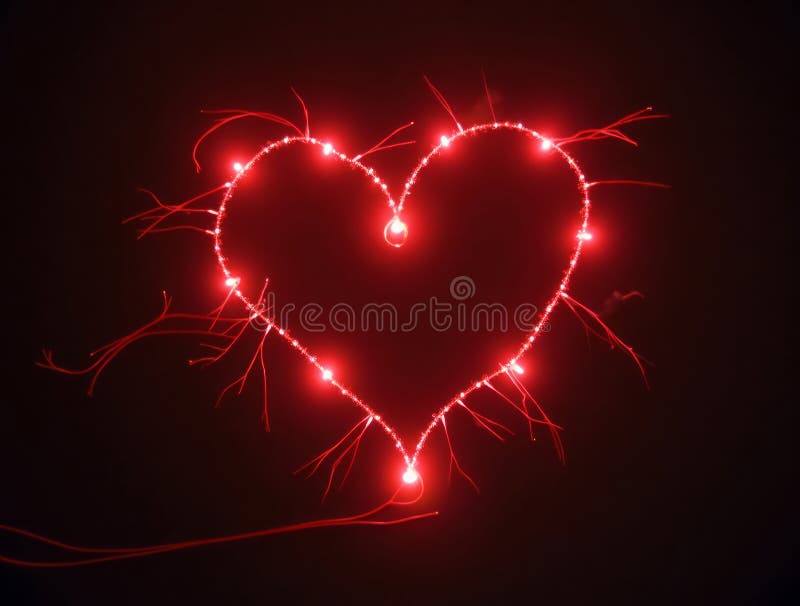 A Thin Glowing Red Thread Weaving through the Frame, Forming a Heart at ...