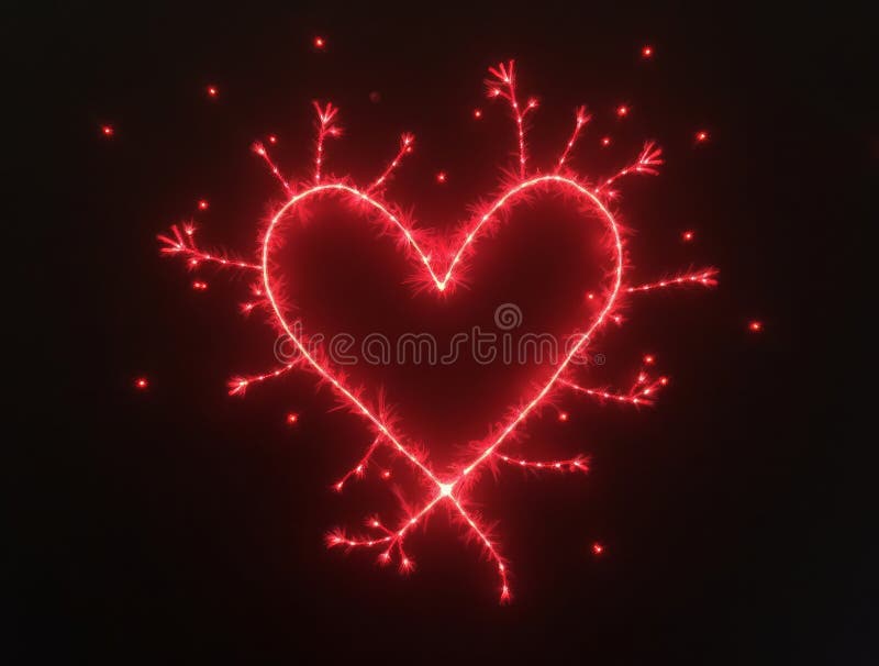 A Thin Glowing Red Thread Weaving through the Frame, Forming a Heart at ...