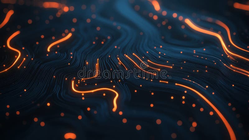 Thin Glowing Tech Lines Forming Patterns from a Top View Stock ...