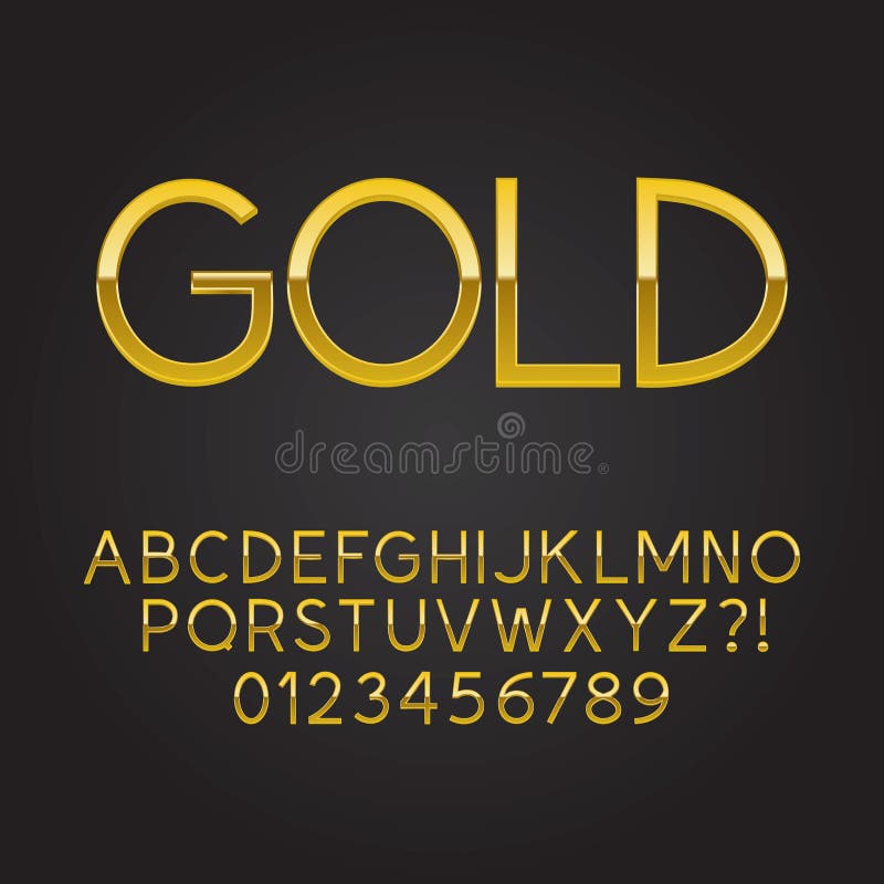 Gold Font and Numbers stock vector. Illustration of artwork - 37607269