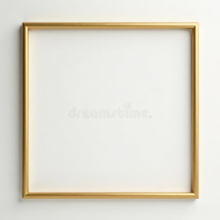 Thin Gold Rectangle Frame, Clean White Background , Abstract, Elegant ...