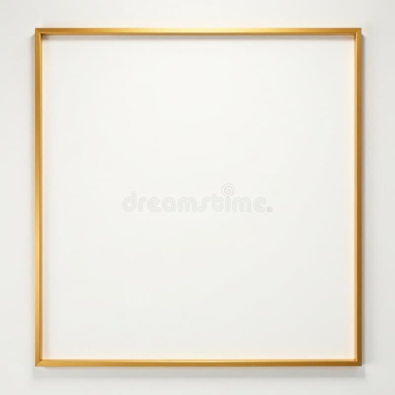 Thin Gold Rectangle Frame, Clean White Background , Minimal Design ...