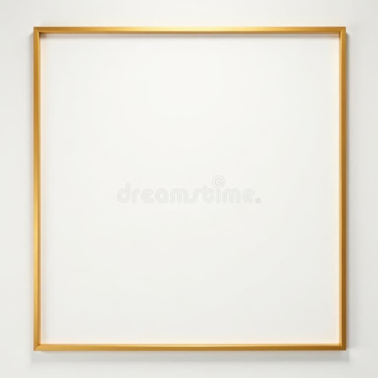 Thin Gold Rectangle Frame, Clean White Background , Minimal Design ...