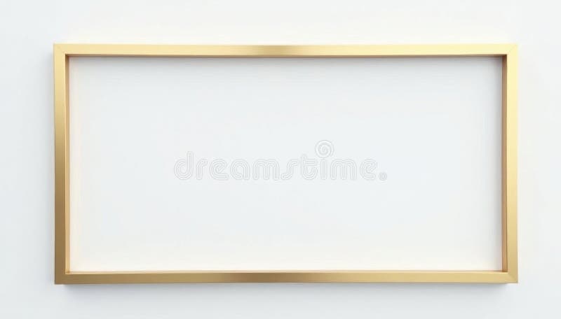 Thin Gold Rectangular Frame Isolated on White, Frame, Border, Isolated ...
