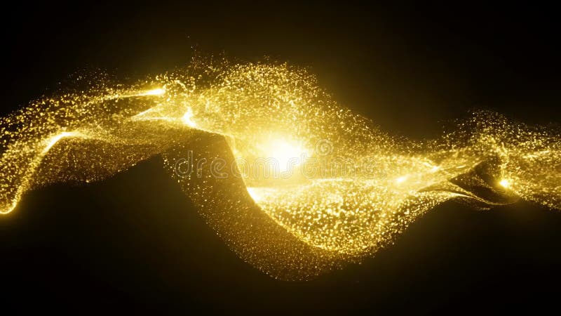 A Thin, Golden Particle Stream Moves Horizontally Across a Black ...