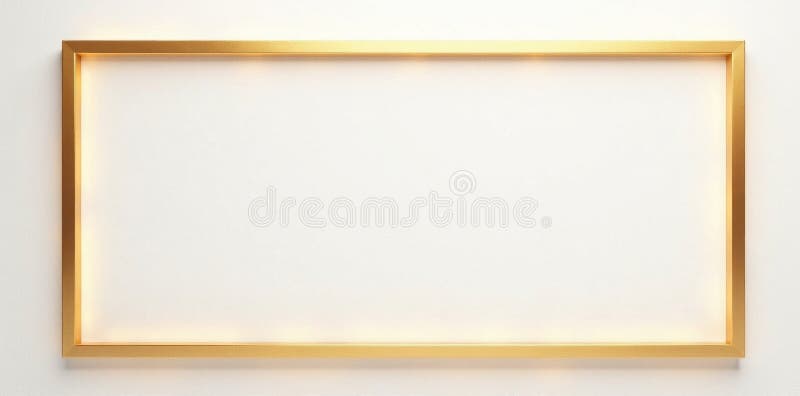 Thin Golden Rectangular Frame Isolated on White , Clean, Simple ...
