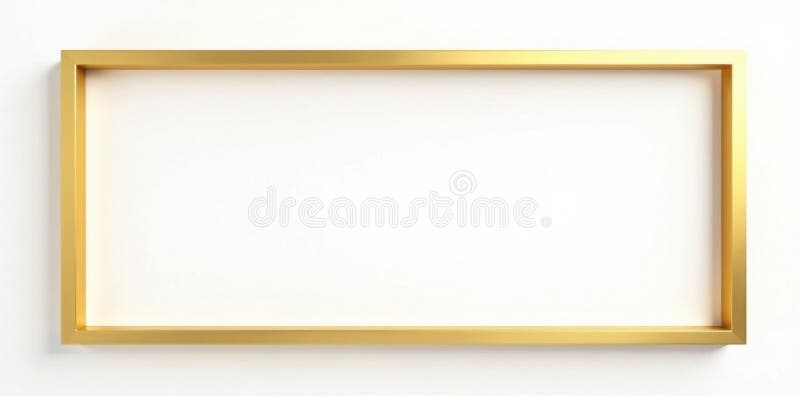 Thin Golden Rectangular Frame Isolated on White , Simple Border, Luxury ...