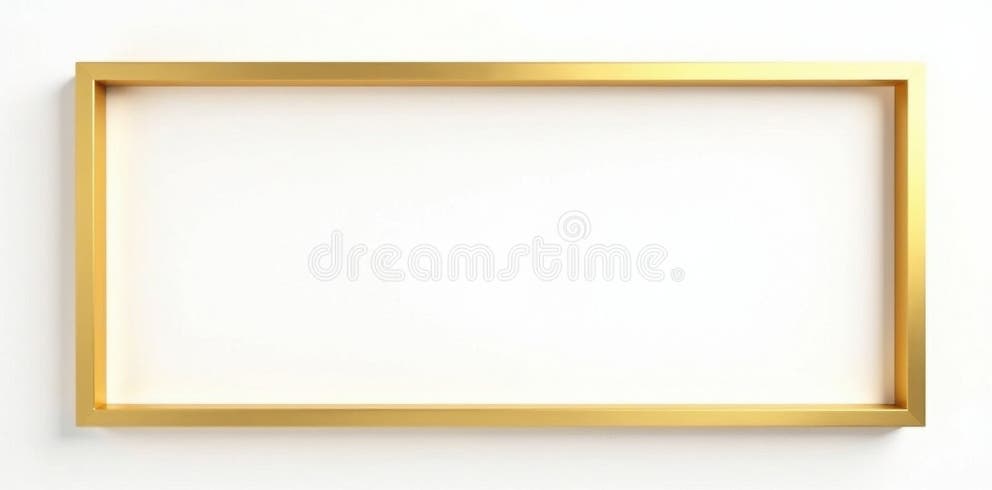 Thin Golden Rectangular Frame Isolated on White , Simple Border, Luxury Design Stock ...