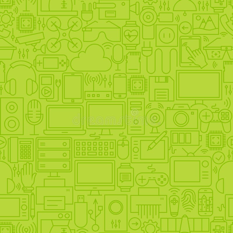 Gadgets and Devices Line Art Design Icons Big Set Stock Vector ...