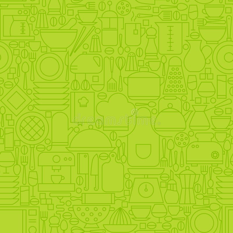 Kitchen Utensils Line Art Design Icons Big Set Stock Vector - Illustration of kitchen, dinner ...