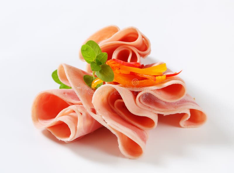 Thin ham slices stock image. Image of food, strips, shot - 56591949