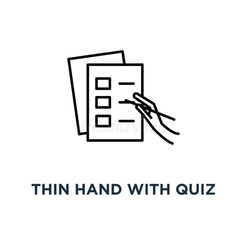 Thin Hand with Quiz or Checklist Task Icon, Symbol of Pile of Papers ...