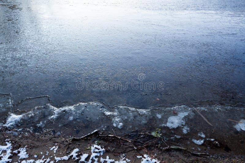 Thin Ice on Lake Water Surface Stock Image - Image of water, weak ...