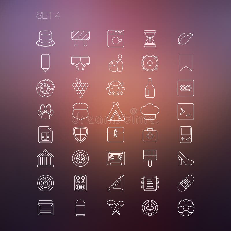 Thin Icon Set 4 stock vector. Illustration of bank, casino - 41308074