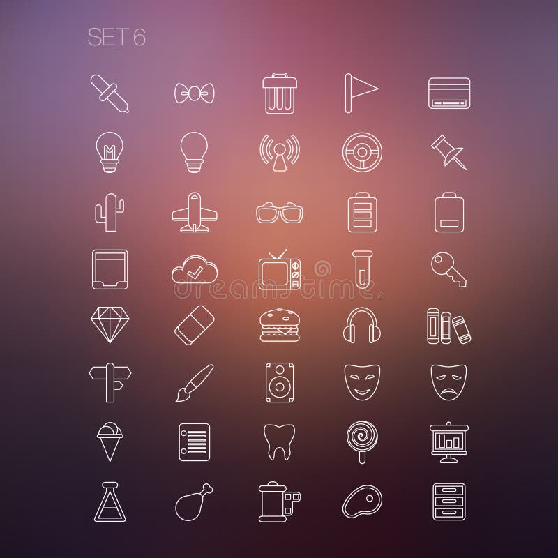 Thin Icon Set 6 stock vector. Illustration of film, books - 41308131