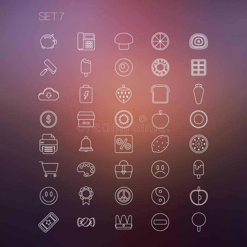 Thin Icon Set 7 stock vector. Illustration of apple, file - 41308197