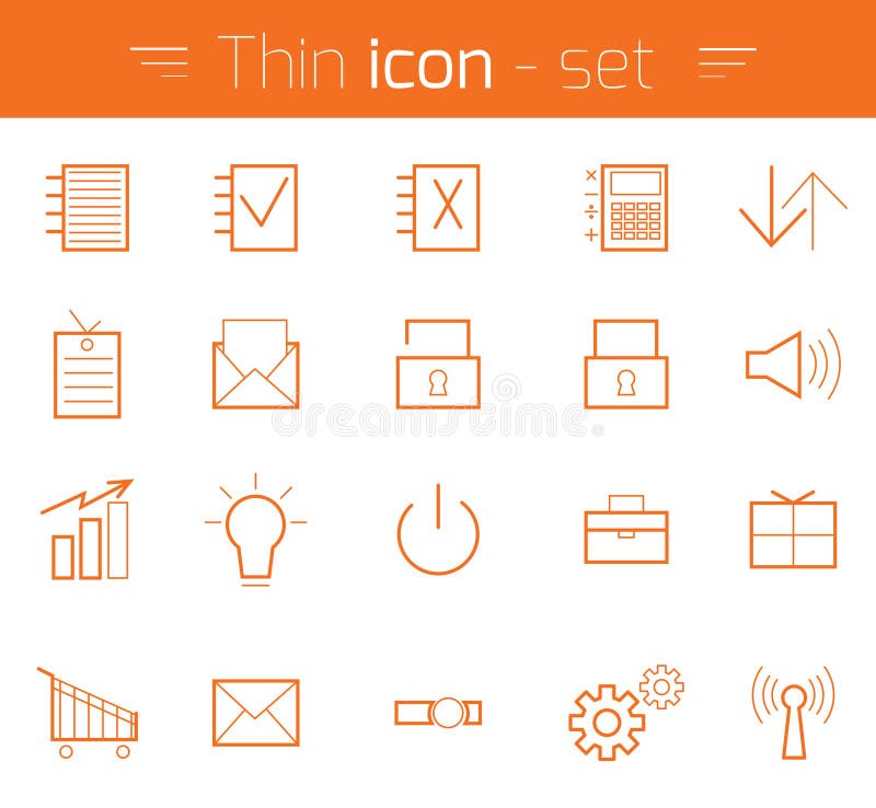 Thin Icons stock vector. Illustration of great, file - 47000967