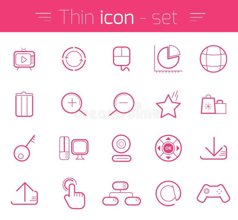 Thin Icons stock vector. Illustration of color, design - 47001030