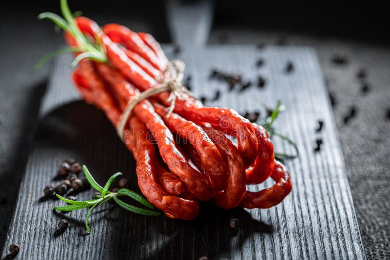 Thin Kabanos Made of Beef and Herbs Stock Photo - Image of pork, rustic ...