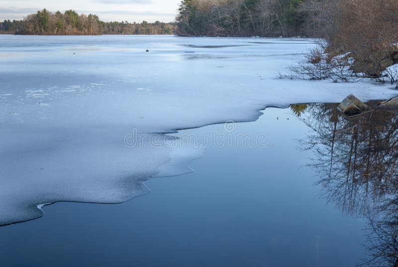 Leach Pond in Borderland State Park Stock Image - Image of morning ...