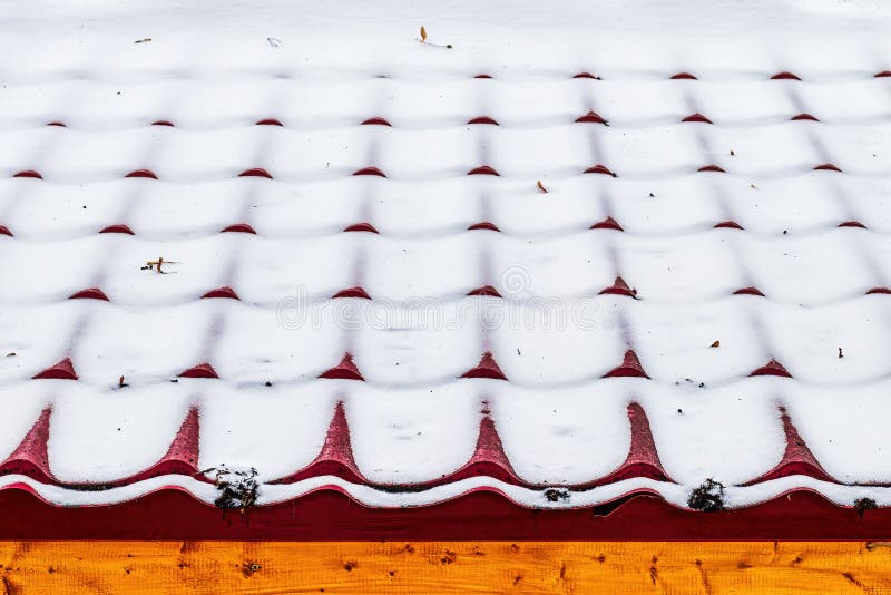 A Thin Layer of Snow on the Roof Tile Stock Image - Image of tile ...