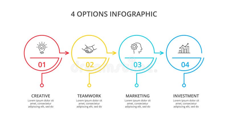 Thin Line Abstract Elements for Infographic. Presentation Slide with 4 ...