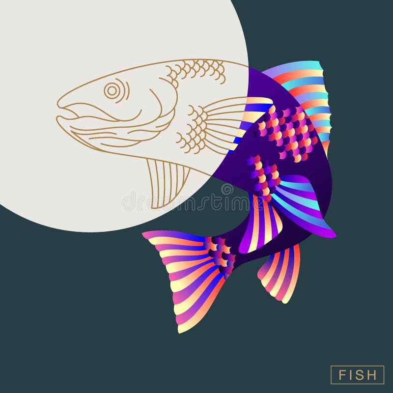 Abstract fish illustration stock vector. Illustration of line - 234868606