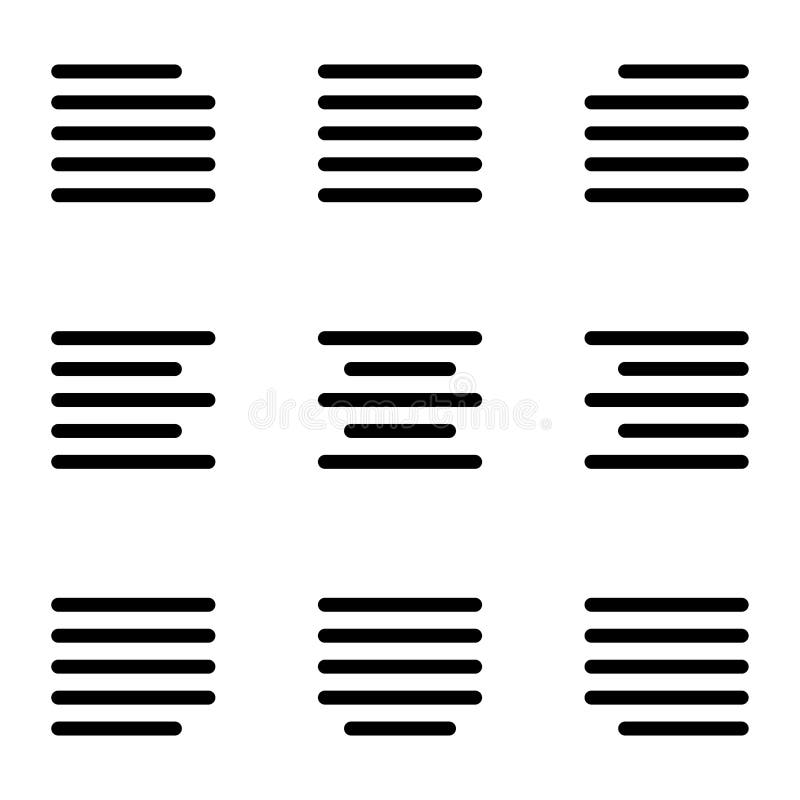 Thin Line Alignment Set Icon on White Background Stock Illustration ...