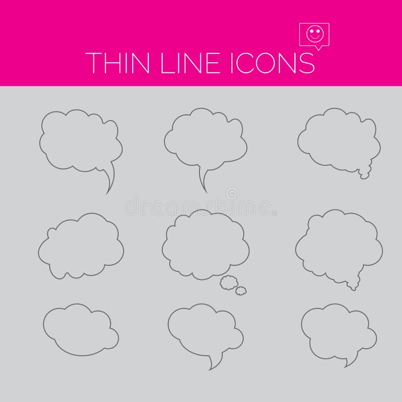 Thin Line Art Icons - Speech Bubble Set Stock Vector - Illustration of ...