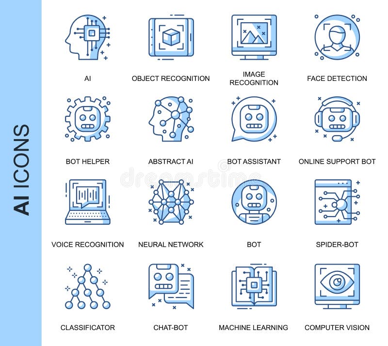 Line Artificial Intelligence Icons Stock Vector - Illustration of ... Line Artificial Intelligence Icons Stock Vector - Illustration of ...