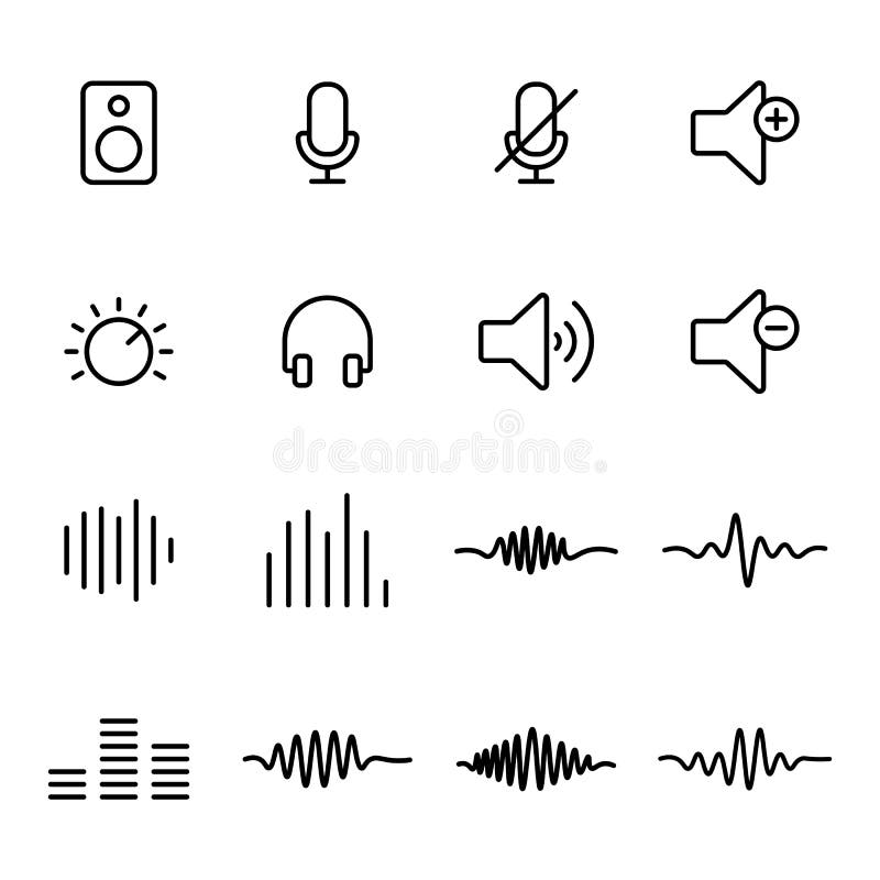 Thin audio icon set stock vector. Illustration of guitar - 54784038