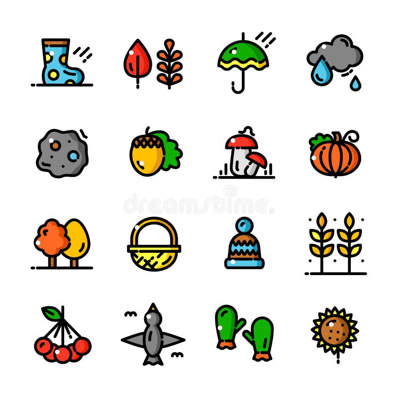 Thin Line Autumn Icons Set, Vector Illustration Stock Vector ...