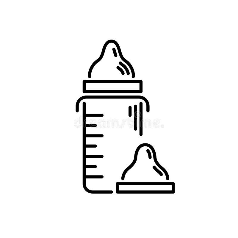 Thin Line Baby Icon Artificial Feeding Drinking Bowl. Stock Vector ...