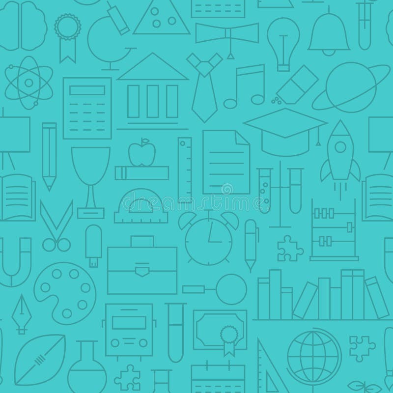 Thin School Line Education Graduation Seamless Yellow Pattern Stock ...