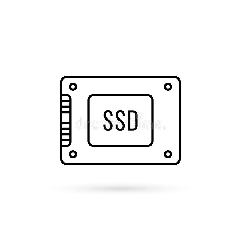 Thin Line Black Ssd Icon Isolated on White Stock Vector - Illustration ...