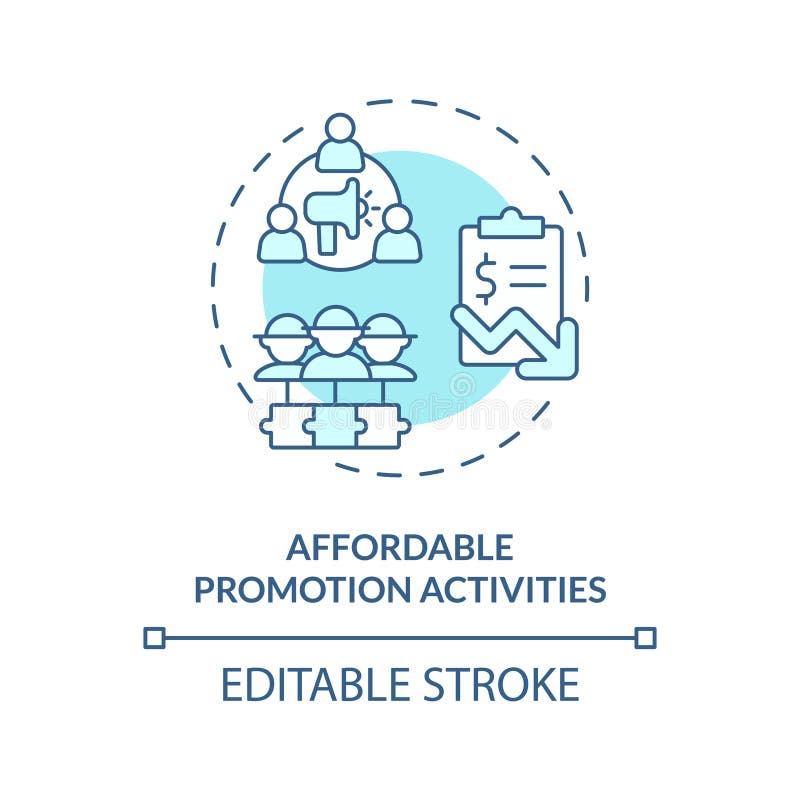 Thin Line Blue Affordable Promotion Activities Icon Concept Stock ...