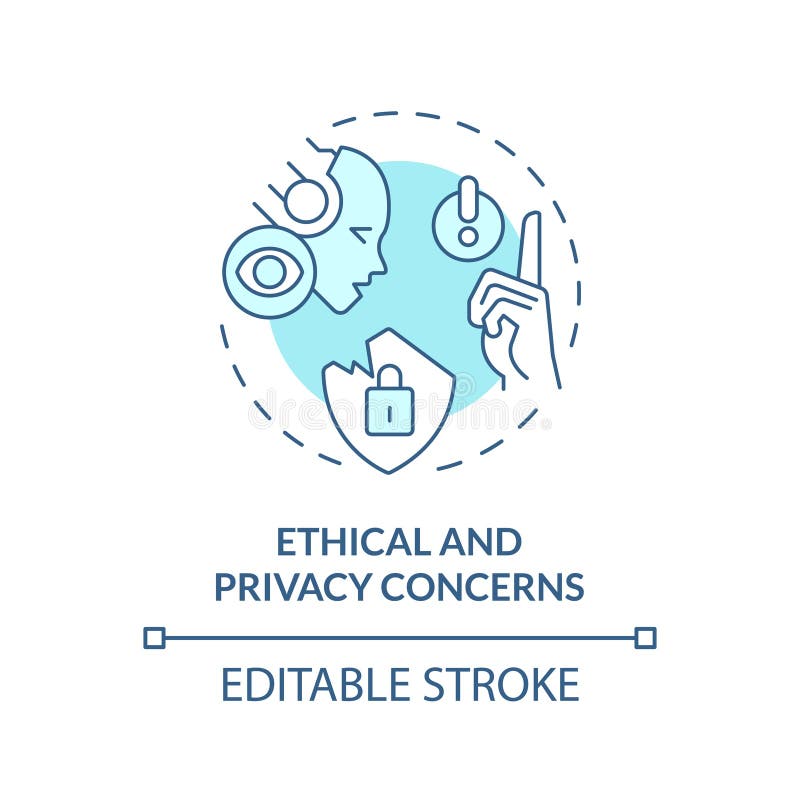 Thin Line Blue Ethical and Privacy Concerns Icon Concept Stock Vector ...