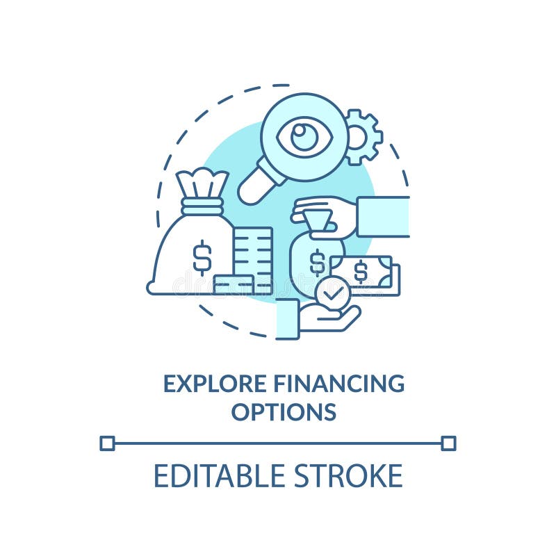 Thin Line Blue Explore Financing Options Icon Concept Stock ...