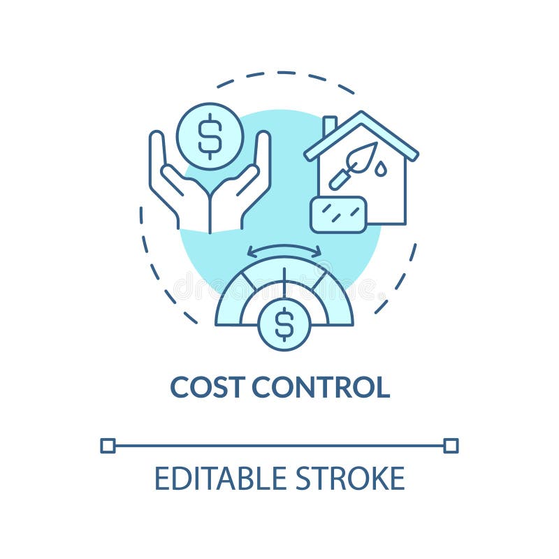 Thin Line Blue Icon Cost Control Concept Stock Vector - Illustration of ...