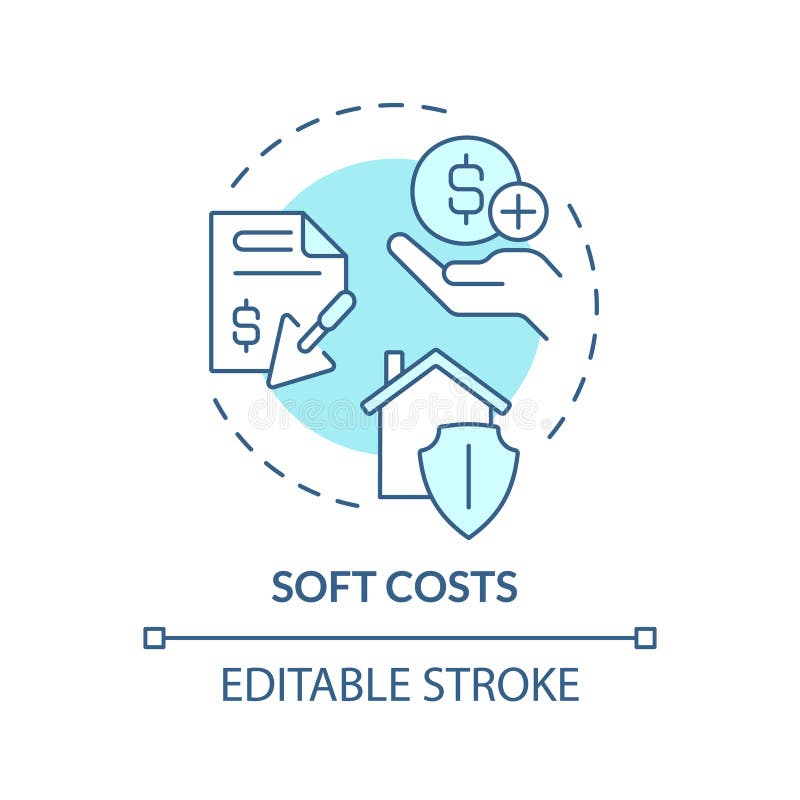 Thin Line Blue Icon Soft Costs Concept Stock Vector - Illustration of ...