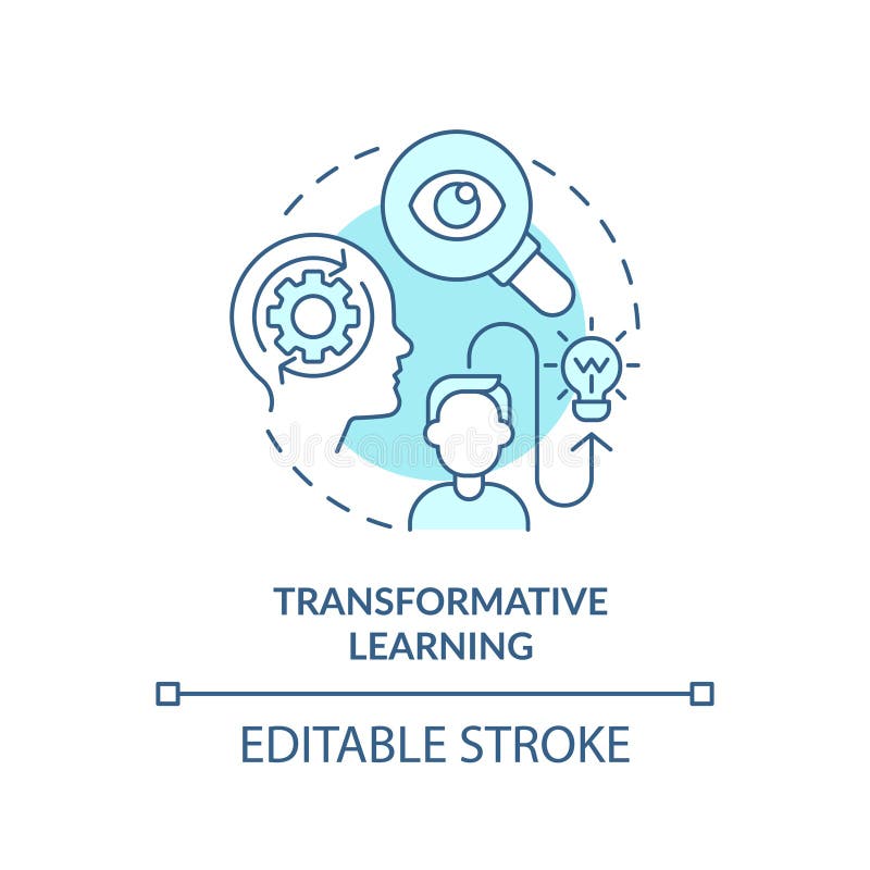 Thin Line Blue Icon Transformative Learning Concept Stock Vector ...