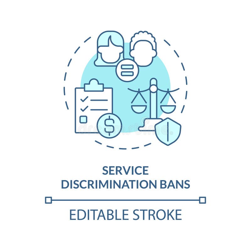 Thin Line Blue Service Discrimination Bans Icon Concept Stock Vector ...
