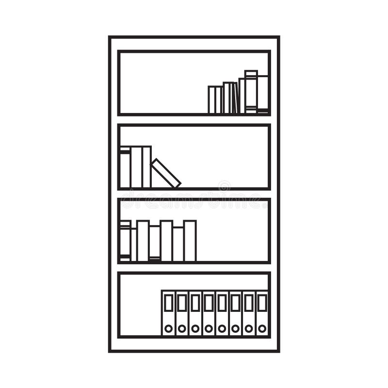 Thin line book shelf icon stock vector. Illustration of library - 106368157