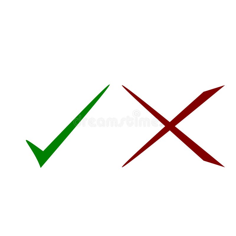 Thin Line Check Mark Icons. Green Tick and Red Cross Checkmarks Flat ...